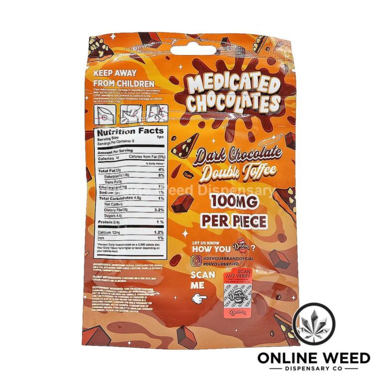 Buy Devour 600mg THC Medicated Chocolates - Dark Chocolate Double ...