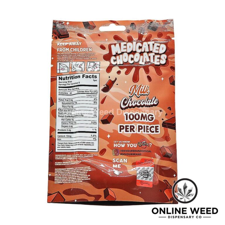 Buy Devour 600mg THC Medicated Chocolates - Milk Chocolate Online - OWD